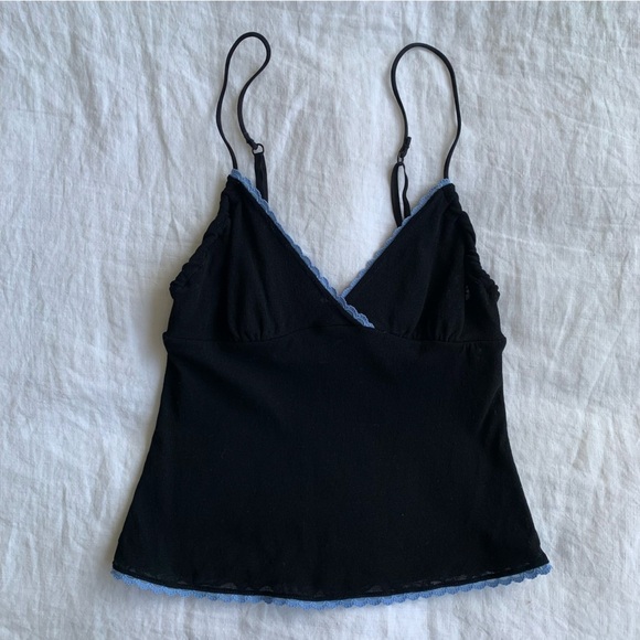 Cosabella | Tops | Vintage Cosabella Mesh Black Blue Lace Trim Triangle ...